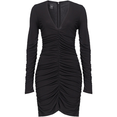 PINKO女士V领抽褶短款连身裙