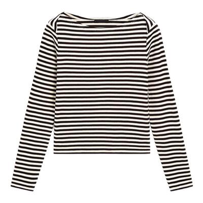新款气质条纹纯棉显瘦长袖T恤