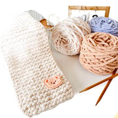 自织围巾毛线小熊手工diy冰条粗