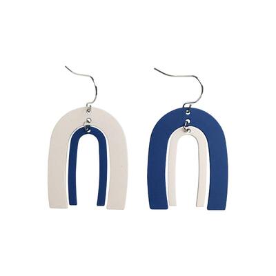 韩国几何弧形拼色耳饰