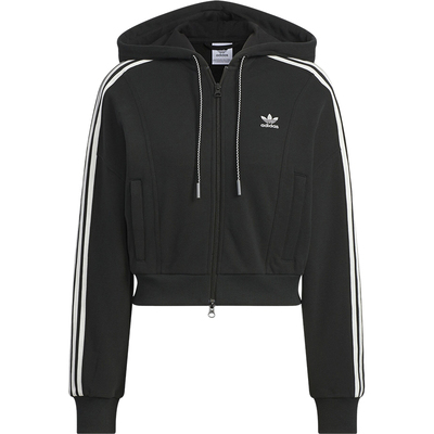 Adidas/阿迪达斯正品三叶草女士短款条纹运动连帽外套JM8056