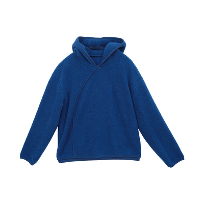 忘城N959座/静谧海岸/冬季复古套头复合仿摇粒绒蓝色连帽卫衣女