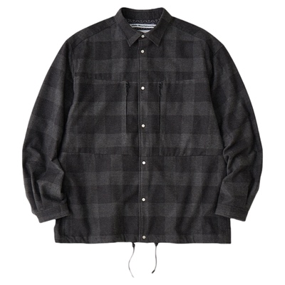 白山25FW棉羊毛混纺格纹衬衫