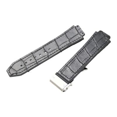 真皮表带男手表配件适用于恒宝宇舶融合运动防水贴皮硅胶橡胶表带