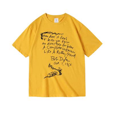 美国boodylan鲍勃迪伦民谣诗人印花纯棉短袖半袖T恤男女中性夏季