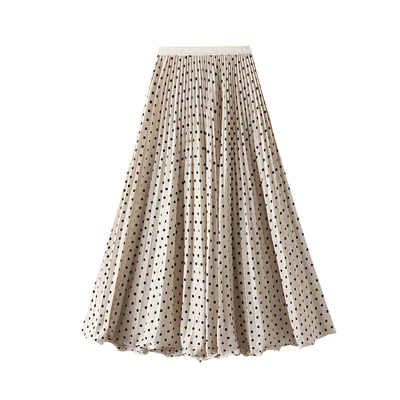波点高腰显瘦A字百褶半身裙