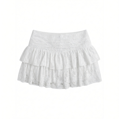 性感多层蛋糕堆叠蕾丝花边短裙女 Multi-layered lace trim skirt