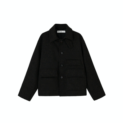 Herz美式复古短款毛呢工装风原创