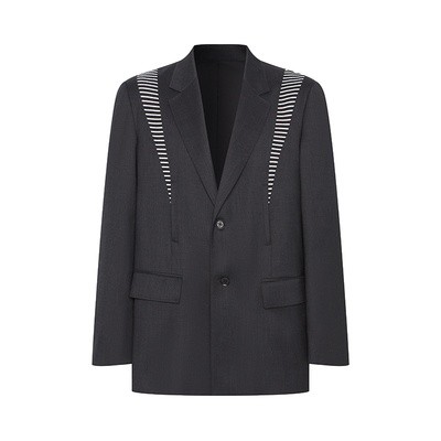 PIHO拼接羊毛廓形西服外套