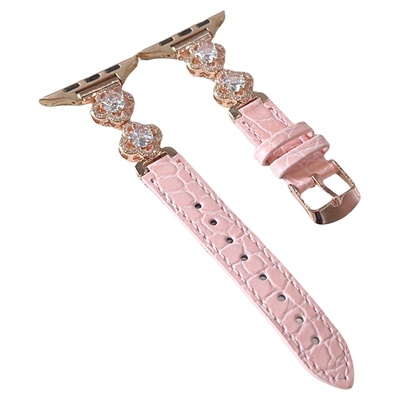 镶钻适用iwatch表带皮革细款