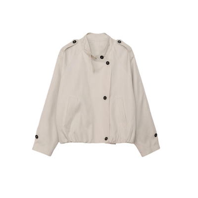 ENJOY英伦立领短款风衣女小个子