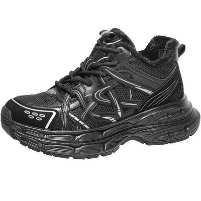 百丽男鞋高帮加绒星河轨迹高帮休闲运动冬东北棉鞋老爹鞋8PS11AD5