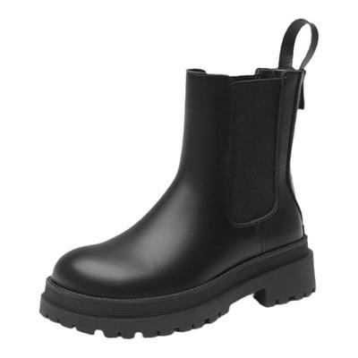 大东官方正品黑色厚底切尔西短靴