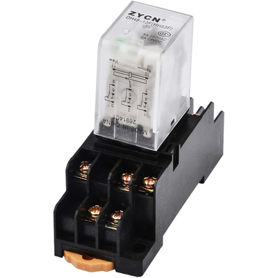 HH53p小型继电器 12V中间继电器220V 24v继电器 带PYF11A底座11脚