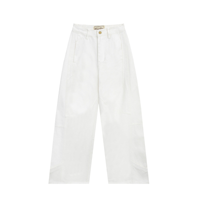 橘子树在哪儿复古棕色拼接牛仔裤