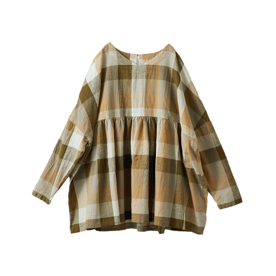 Sunnyclouds女式棉麻格子罩衫