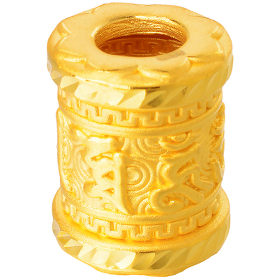 谁羽六字真言桶珠转运珠足金