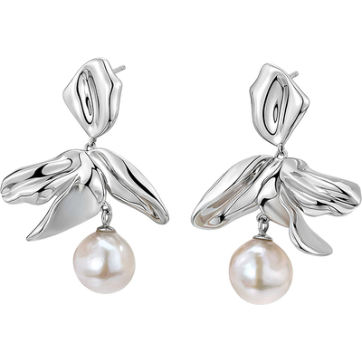 白岚珍珠耳钉女925银气质耳环