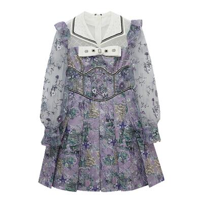 LULUALWAYS蝴蝶结翻领连衣裙