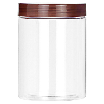 带盖圆形透明储物罐塑料瓶子