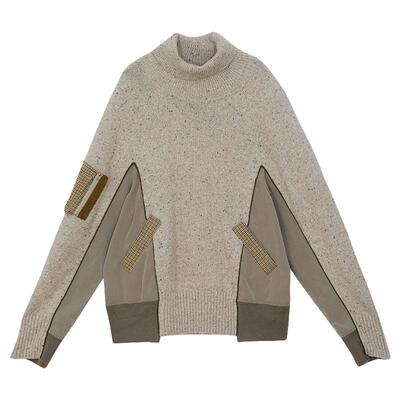 谜底高领套头毛衣女冬季新品复古风宽松保暖针织衫244MZ1863