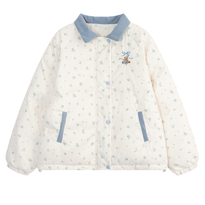 YUZI鱼子少女碎花90白鸭绒羽绒服