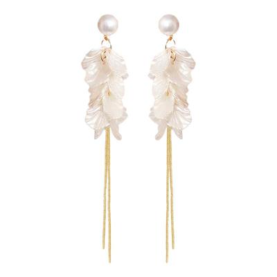 气质超仙贝壳花朵珍珠耳环