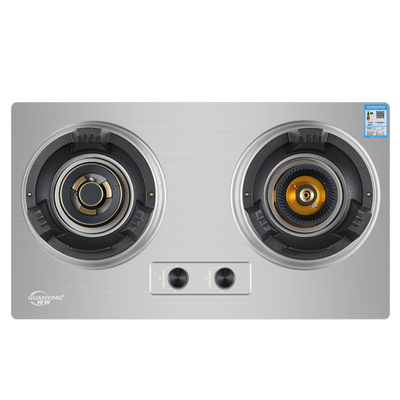 GUANYING不锈钢煤气灶5.2kw猛火鸳鸯双灶燃气灶液化灶家用嵌入式