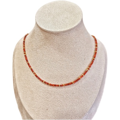 柿柿如意南红玛瑙串珠项链叠戴纯银相思豆坠本命年国风新春锁骨链