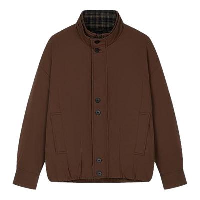 USHI悠时 简约时尚轻便立领设计感羽绒服潮流双层领纯色棉衣男装