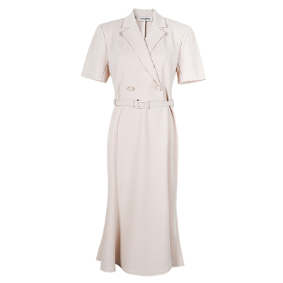 米思阳通勤短袖连衣裙中长款裙子