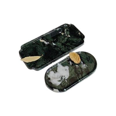 大理石浴室托盘芬迪绿奢石摆件客厅装饰摆件 香薰首饰收纳托盘