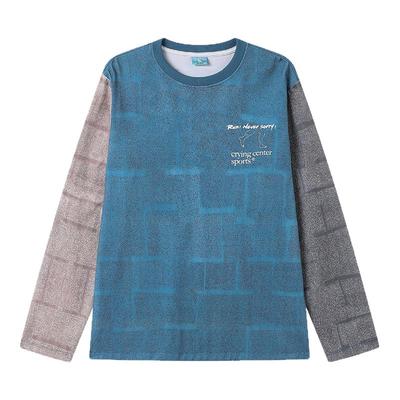 CryingCenter run! never sorry!拼接撞色肌理合身长袖跑步T恤