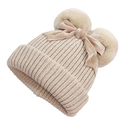 网红羊毛耳朵真毛日本毛线帽帽