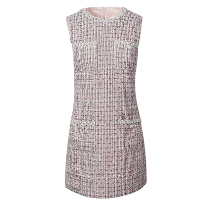 SNSR/圣妮思2026春季新款粗花无袖背心裙富家千金小香风女连衣裙