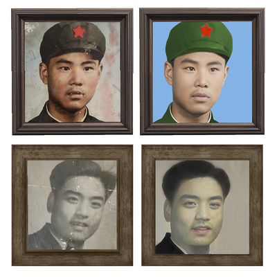 老照片修复无损放大清晰精修黑白上色照片无损ps图片高清处理修补