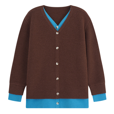 YUZI假两件针织开衫美拉德大码