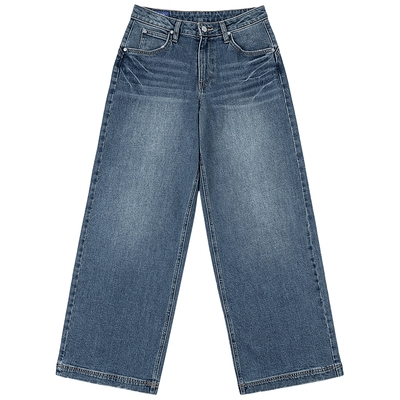 【张凌赫代言】Lee商场同款25秋冬新品430舒适阔腿中蓝色女牛仔裤