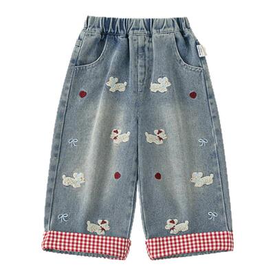 INSbobo儿童裤子拼接牛仔裤