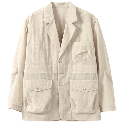 Kuyiou防污微皱轻薄宽松休闲西装