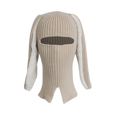 秋冬大兔耳朵针织帽女可爱头套帽