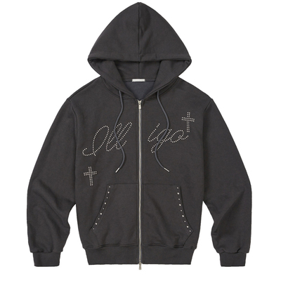 ILLIGO 25冬新款铆钉双拉链外套宽松连帽卫衣韩版帽衫韩国代购