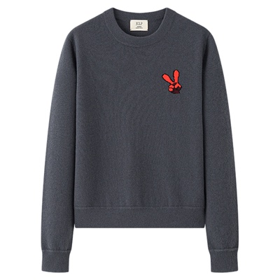 JCLP金纯良品 25秋冬新款 100%山羊绒卡通豹圆领长袖套头针织衫