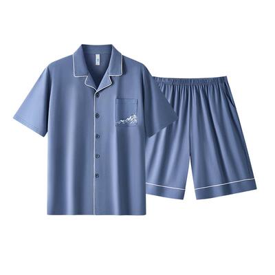 海澜之家山不在高男士纯棉家居服夏季15A抗菌透气短袖短裤睡衣男