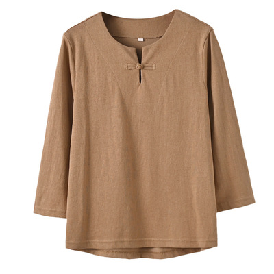 纯色女新国风长袖盘扣