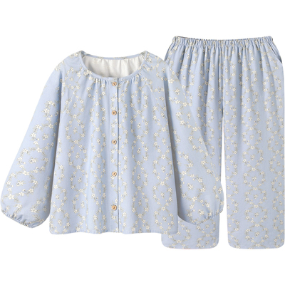 纯棉睡衣春秋新款简约清新家居服