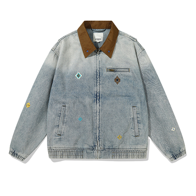 GUUKA翻领渐变牛仔外套