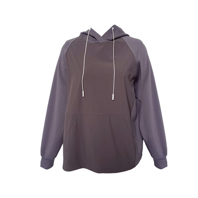 哑光轻薄微弹拼接款套头卫衣