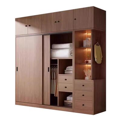 全实木衣柜家用卧室ENF级欧松板衣柜儿童小户型推拉门大衣橱定制