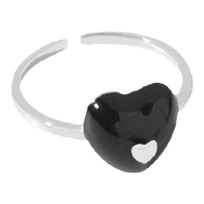 滴胶爱心戒指纯银小香风女